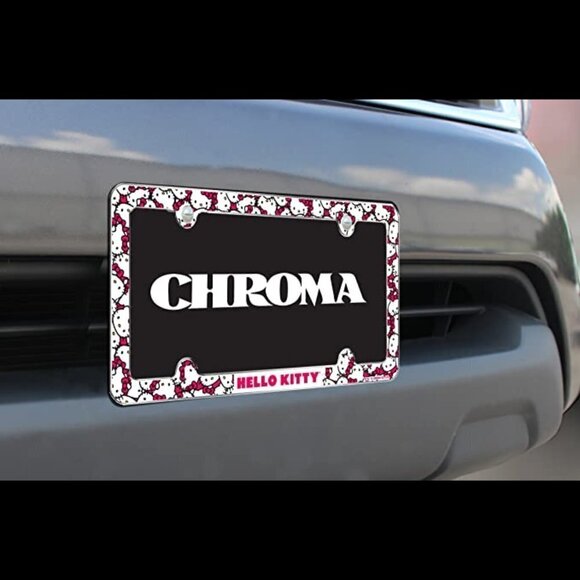 Hello Kitty | Accessories | Hello Kitty Pink Chrome Bow License Plate ...
